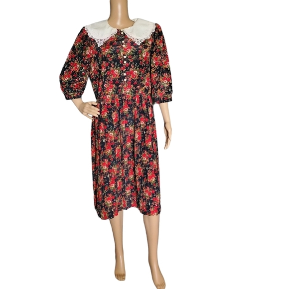 Vintage | Dresses | Vintage 8s Breli Ii Victorian Lace Collar Floral ...